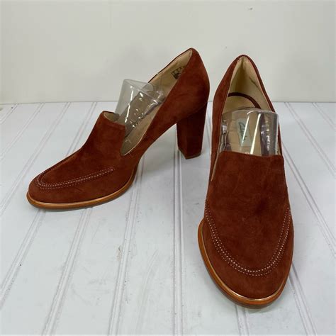 Clarks Terracotta Suede Block Heel Pumps Gem