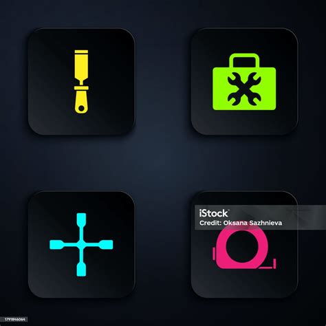 룰렛 구성 Rasp 메탈 파일 휠 렌치 및 도구 상자를 설정합니다 검은색 사각형 버튼입니다 벡터 강철에 대한 스톡 벡터 아트 및 기타 이미지 Istock