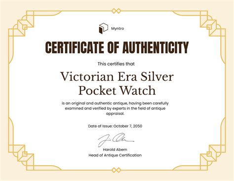 Certificate Of Authenticity Template Free