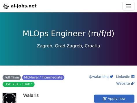 [hiring] mlops engineer m f d in zagreb grad zagreb croatia r ai ml jobs
