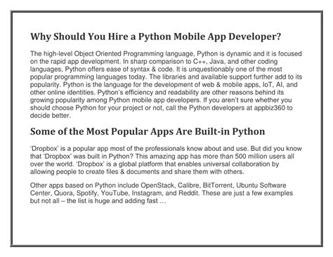 Ppt Python Mobile App Developer Hiring Powerpoint Presentation Free