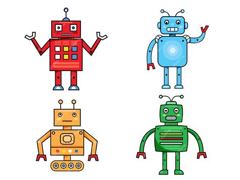 Premium Vector Set Robotic Character With Modern Technology Cyborg And Android Robots Design