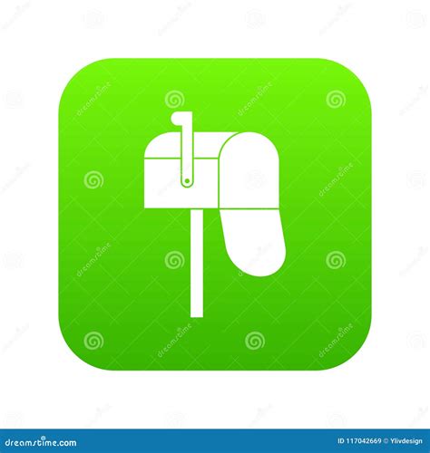 Open Mailbox Icon Digital Green Stock Vector Illustration Of Mailbox Delivering 117042669
