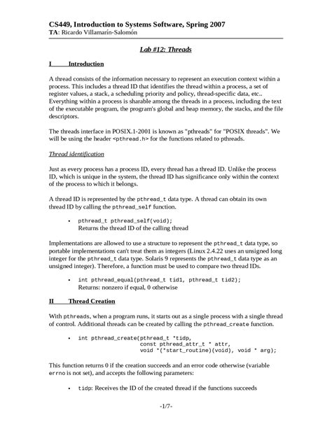 laboratory 12 threads introduction to system software cs 0449