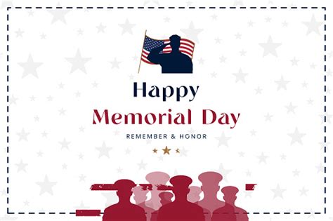 행복한 현충일 군인의 깃발과 실루엣이있는 인사말 카드 내셔널 아메리칸 홀리데이 이벤트 플랫 벡터 일러스트 레이 션 Eps10 개념에 대한 스톡 벡터 아트 및 기타 이미지