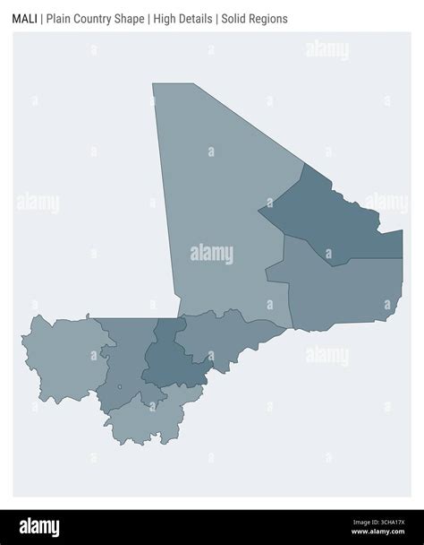 Mali Plain Country Map High Details Solid Regions Style Shape Of