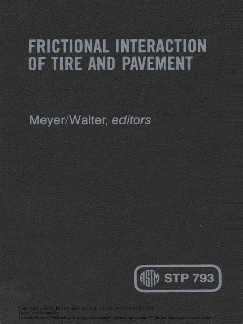 Frictional Interaction Tyreandpavem Stp793 Pdf Tire Friction