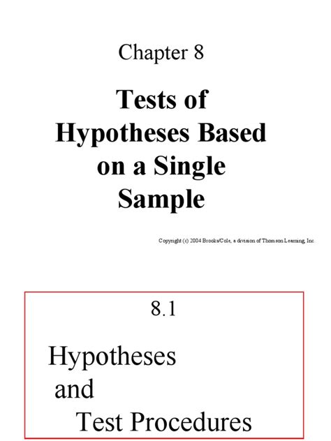 Tests Of Hypotheses Based On A Single Sample Pdf Statistical