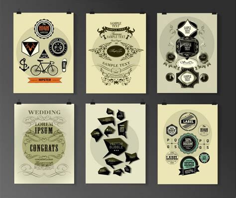 مجموعه ای از قالب های طراحی پوستر بروشور بروشور در سبک های مختلف خوشنویسی و برچسب طراحی قدیمی