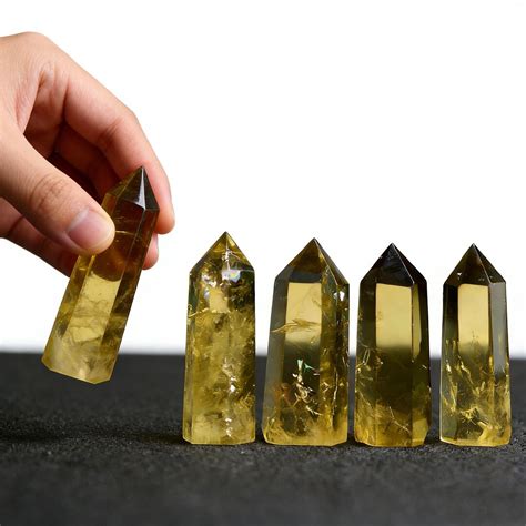Natural Citrine Tower Obelisk Hand Cut Crystal Double Terminated Point