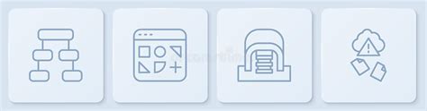 Set Line Hierarchy Organogram Chart Hangar With Servers Different