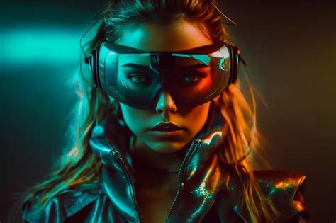 Premium Photo Girl Wearing Vr Glasses Virtual Reality Headset Or Vr