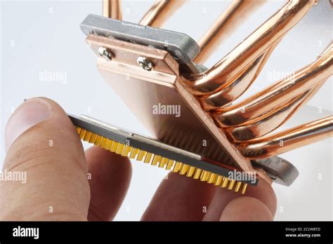Engineer Installing Computer Processor To Big Cooler Stock Photo Alamy