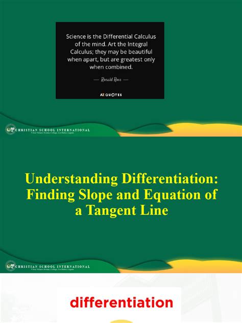 Differentiation Finding Slope And Equation Of A Tangent Line Pdf Tangent Slope