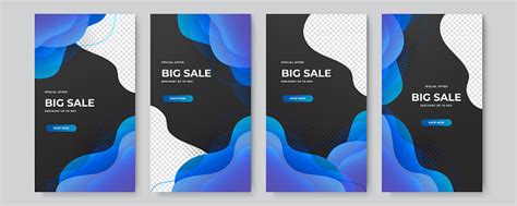 배너 판매 프리젠 테이션 전단지 포스터 초대를위한 스토리 템플릿 세트 소셜 미디어 스토리 템플릿 소셜 네트워크 스토리 벡터 일러스트레이션을 위한 트렌디한 편집 가능한 템플릿