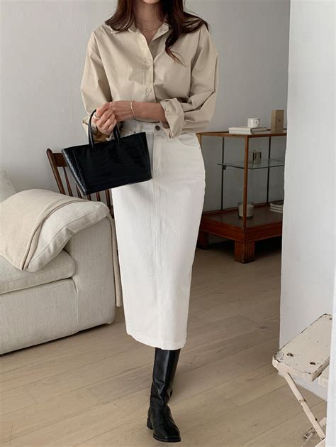 에드모어 [🌷롱스커트 트임스커트] Msk473 로크 코튼 슬릿 롱스커트