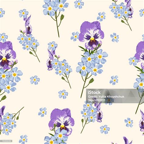 수채화 스타일을 잊지 않고 원활한 부드러운 배경나하지와 비올라 아름 다운 패턴입니다 여름 귀여운 하늘색 작은 꽃입니다 0명에 대한 스톡 벡터 아트 및 기타 이미지 Istock