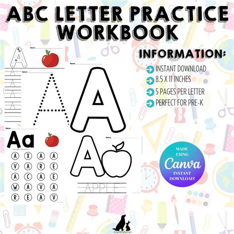 Abc Letter Book For Pre K Tracing Coloring Dotter Sticker And Fine