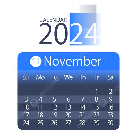 2024 Month Calendar November Simple Gradient Blue Two Thousand And Twenty Four Month Calendar