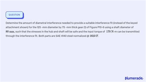 Solveddetermine The Amount Of Diametral Interference Needed To Provide