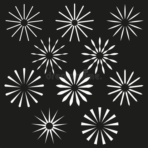 Abstract Starburst Pattern Ten Unique Designs Black Background
