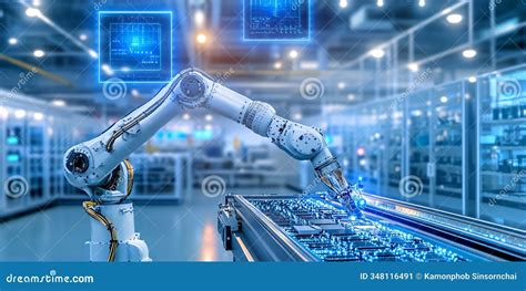 Advanced Robotic Arm Automation In Smart Factory Stock Illustration