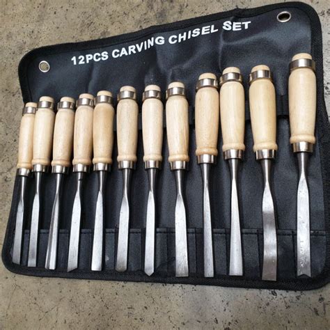 สิ่วไม้ สิ่วช่างไม้12ตัวชุด มาพร้อมปากในรูปแบบแตกต่างกัน 12 แบบ สามารถทำไม้เป็นร่องตัววี โค้ง