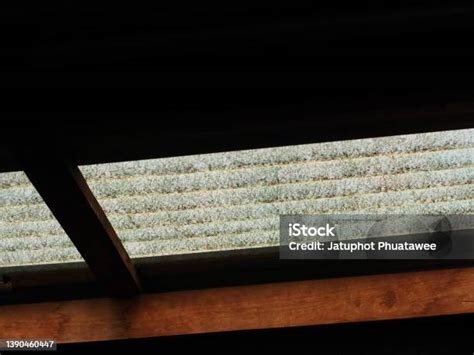 나무 빔 구조와 투명 골판지 철 유리 섬유 시트의 지붕 아래 자연 채광 N태국 전통 가옥의 인테리어 디자인의 좋은 예 골진에 대한 스톡 사진 및 기타 이미지 Istock