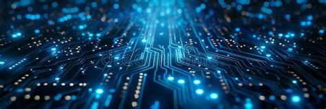 Colorful Abstract Pattern Of Blue Circuit Board With Illuminated Lights In A Techinspired Design