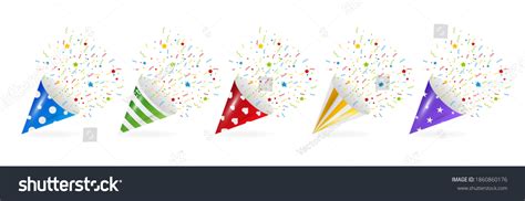 Exploding Party Popper Confetti Streamer Stock Vector Royalty Free 1860860176 Shutterstock