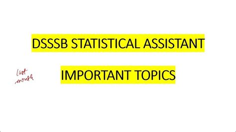 Important Topics Dsssb Statistical Assistant Last Month Preparation