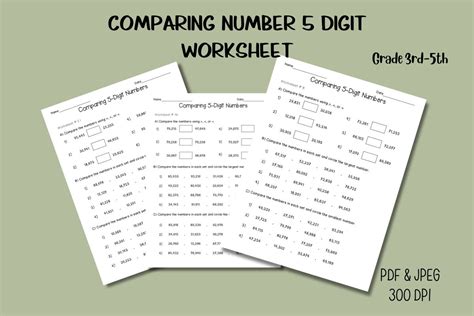 Comparing Number 5 Digit Grade 3rd 5th Graphic By Happydesign