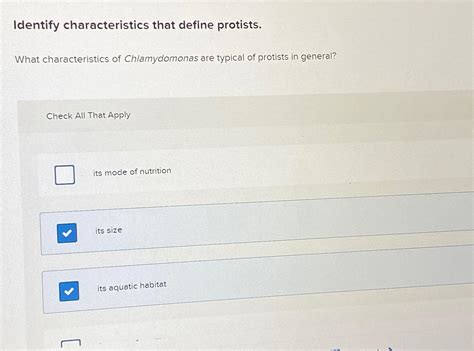 Solved Identify Characteristics That Define Protists What