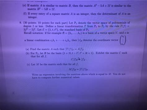 Solved If Matrix A Is Similar To Matrix B Then The Matrix Chegg Com