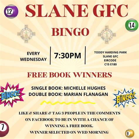 Slane Gfc Bingo 🔹 Slane Gfc Bingo 🔹 🗓️ Every Wednesday Facebook