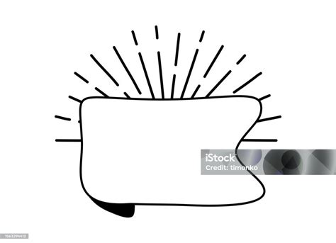 태양 광선이 있는 검은색 모노라인 리본 라인 배너 아이콘 웹 디자인 요소 손으로 그린 벡터 그림입니다 비즈니스 인사말 카드 및 휴일 복사 공간을 위한 텍스트를 위한 장소