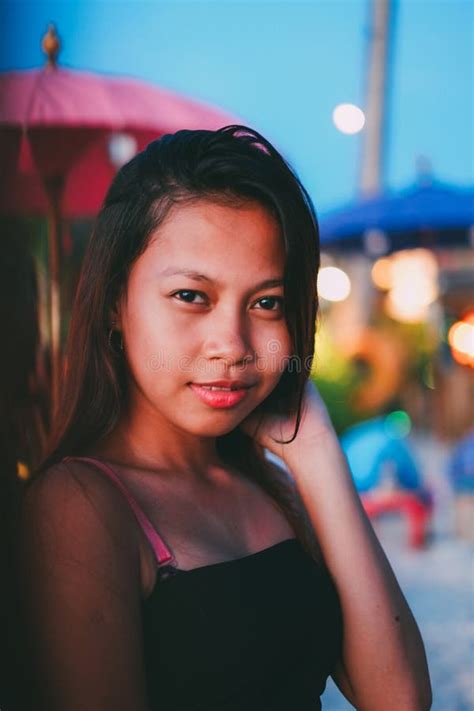 Beautiful Asian Girl Having Vacation Party On The Beach In Asia Stock Image Image Of Lovely