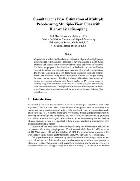 Pdf Simultaneous Pose Estimation Of Multiple People Using Multiple