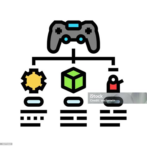 컨셉 디자인 게임 개발 컬러 아이콘 벡터 일러스트레이션 개발에 대한 스톡 벡터 아트 및 기타 이미지 개발 디자인 벡터