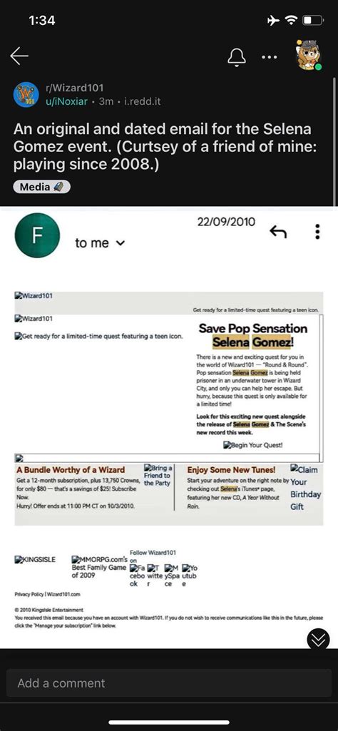 An Original And Dated Email For The Selena Gomez Event Curtsey Of A Friend Of Mine Playing