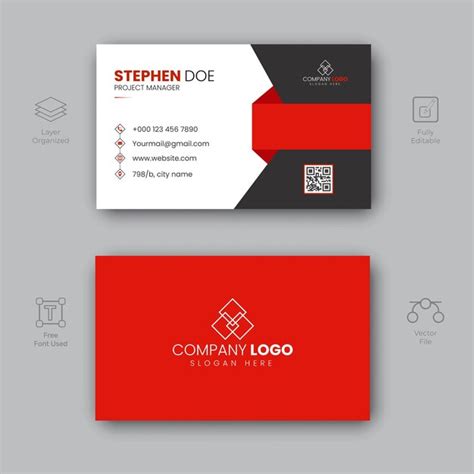 Premium Vector Corporate Red Color Business Card Design Template