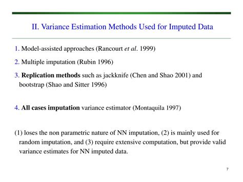 Ppt Variance Estimation In The Presence Of Nearest Neighbor Imputed
