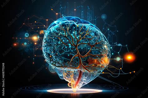 Abstract Futuristic Human Brain Medical Technology And Futuristic Concept Generative Ai Stock
