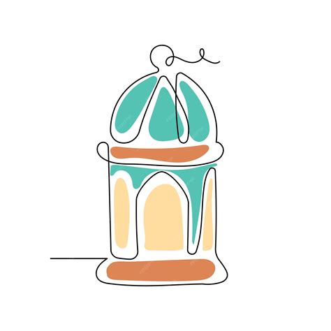 Premium Vector Lantern Continuous Line Drawing Style Ramadan Kareem