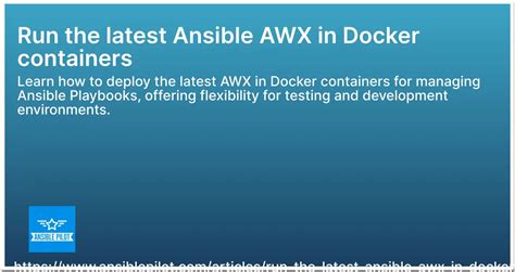 Run The Latest Ansible Awx In Docker Containers Ansible Pilot