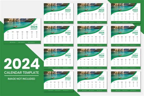 Дизайн календаря на 2024 год в профессиональном деловом геометрическом стиле Премиум векторы