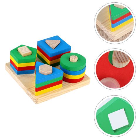 아기 교육용 나무 기하학 놀이 장난감 모양 인지 장난감 퍼즐 1 세트 건축 및 건설 장난감