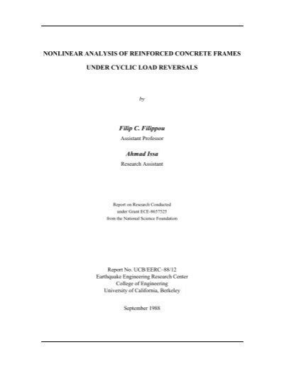 Nonlinear Analysis Of Reinforced Concrete Frames