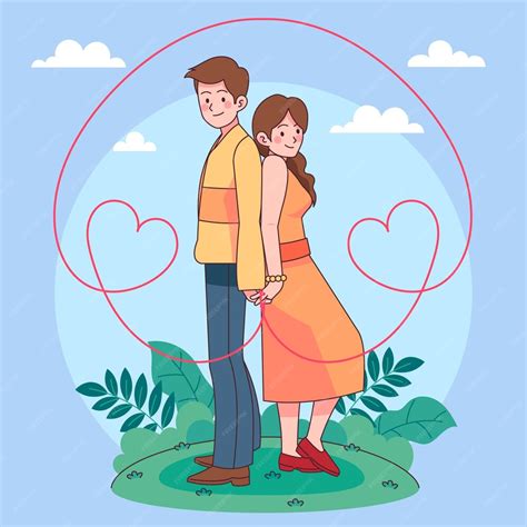 손으로 그린 빨간 실 그림 무료 벡터