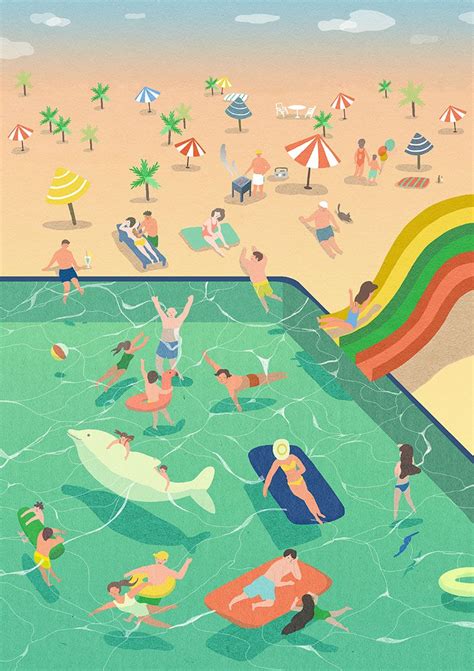 산그림 작가의 개인 갤러리 입니다 Collage Illustration Pool Art Seaside Art